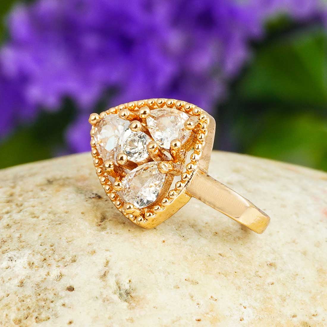 Buy Online Crystal Studded Triangular Gold Nose Pin – Ferosh