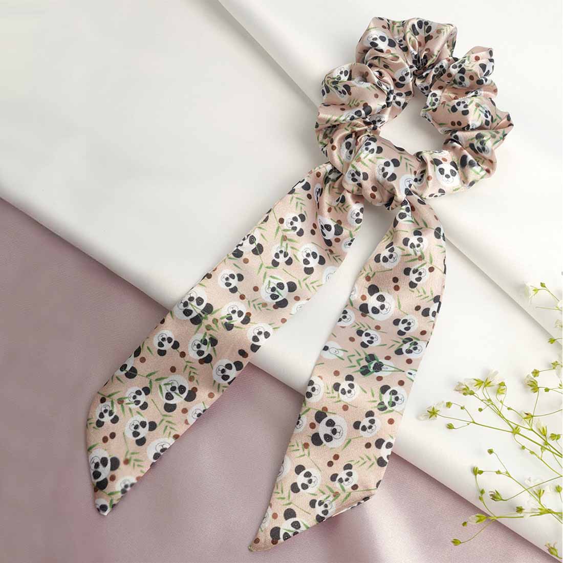 Buy Online Ferosh Cute Panda Long Tail Scrunchie -Ferosh India