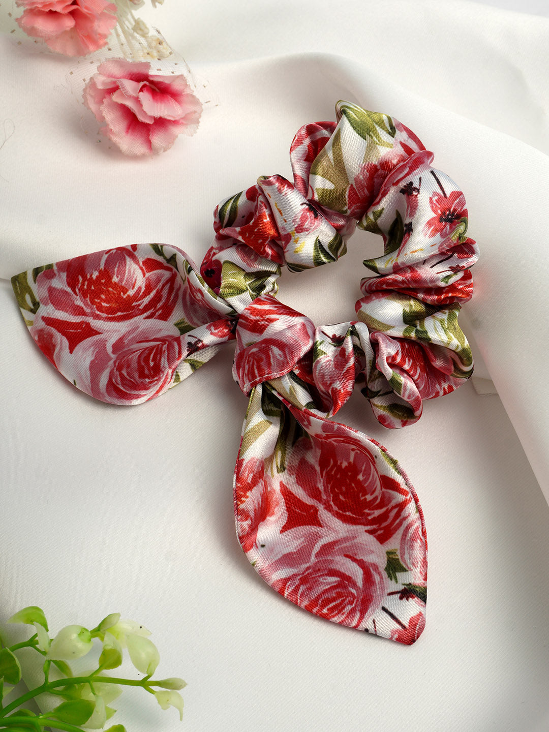 Buy Online Ferosh Red Roses Pigtail Scrunchie -Ferosh India