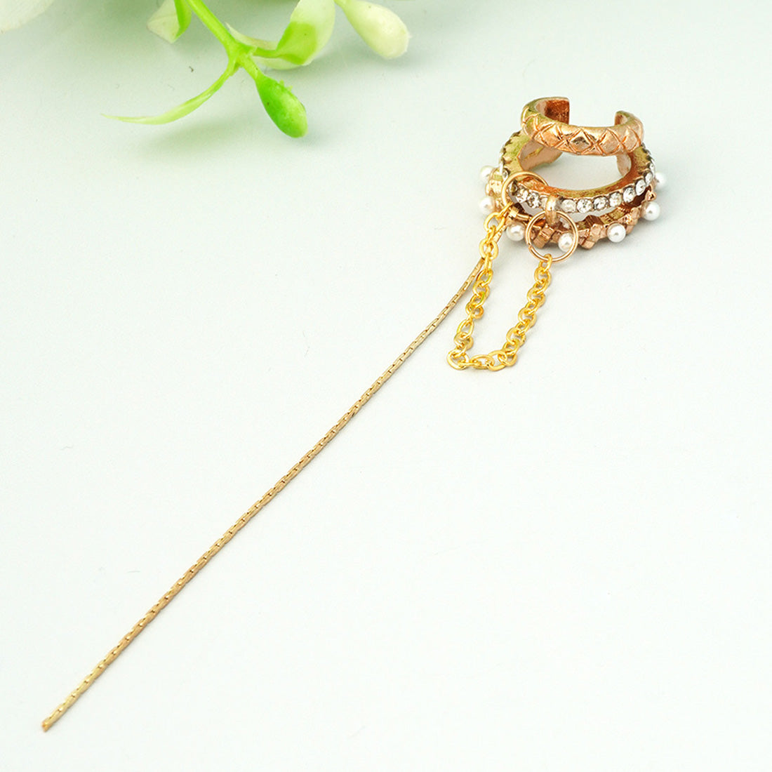 Buy online now Gold Long Chain Ear Cuffs from ferosh at a reasonable ...