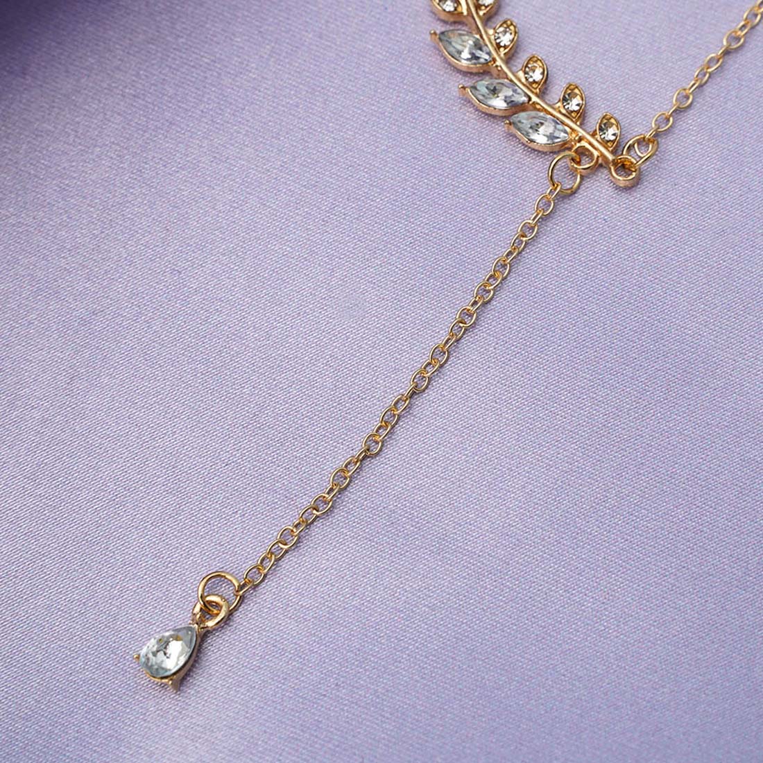 Buy Online Gold-Toned Stone-Studded Leaf-Vine Pendant-Ferosh India