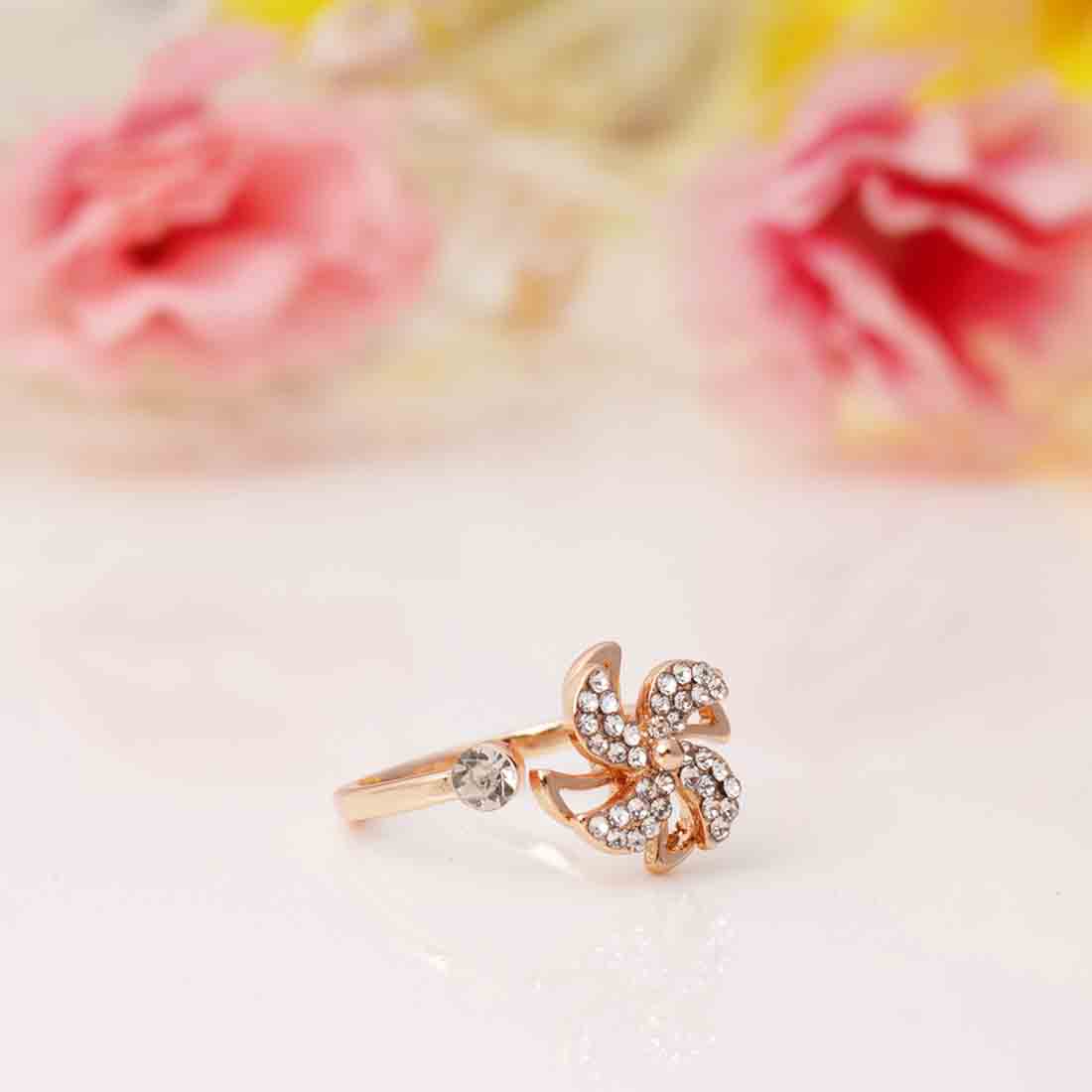 Windmill Rhinestone Rose Gold Ring – Ferosh